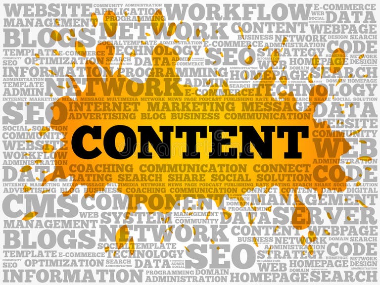 CONTENT word cloud stock illustration. Illustration of database - 200828016