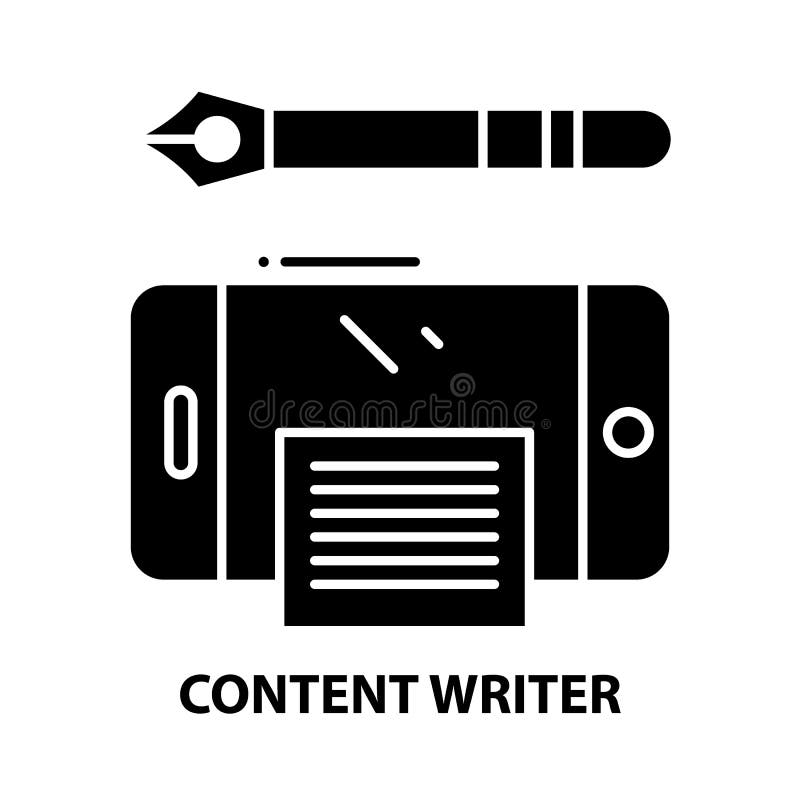 Content Writer Icon, Black Vector Sign with Editable Strokes, Concept ...