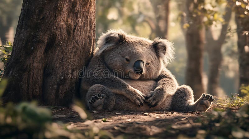 A Plump Koala Bear Relaxing Beneath a Majestic Tree in an Australian ...