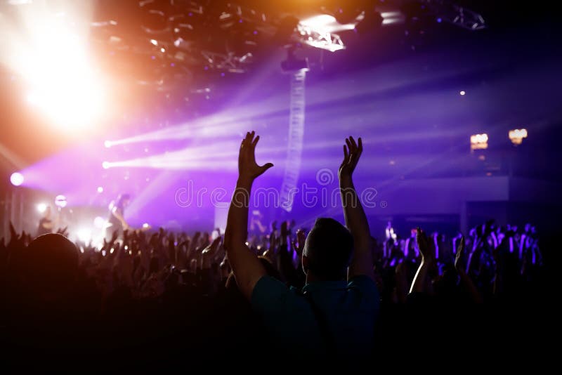 A Contented Man at the Concert, Colored Light from the Stage. Raised ...