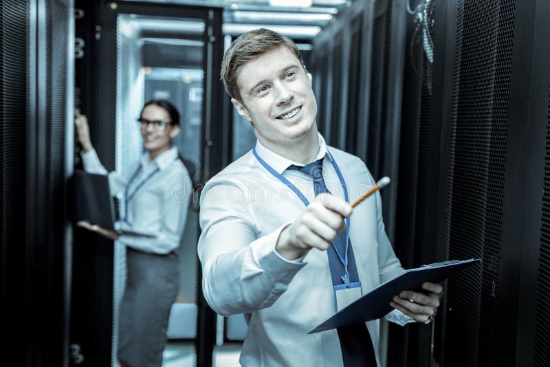 Contented Security Guard with a Notebook Feeling Good Stock Image ...