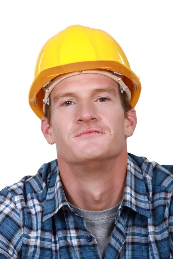 Contented tradesman stock photo. Image of isolated, brim - 31990172