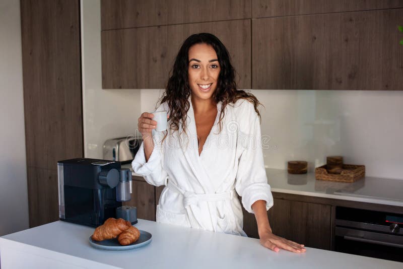 Striking Woman Drinking Morning Coffee at Home Stock Photo - Image of ...