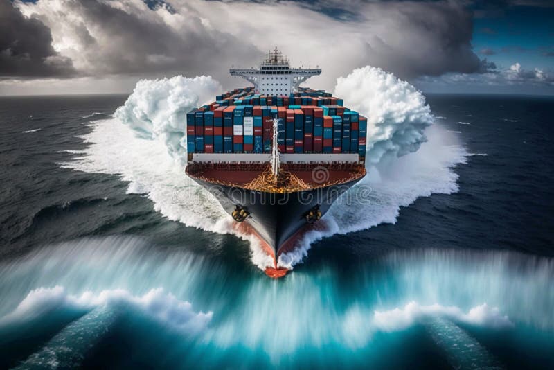 Contentor Carregado Navio De Carga Do Navio. Ai Generativo Ilustração ...