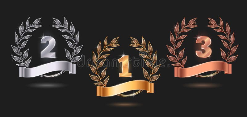 Contest Awards Emblems Realistic Set Stock Vector - Illustration of ...