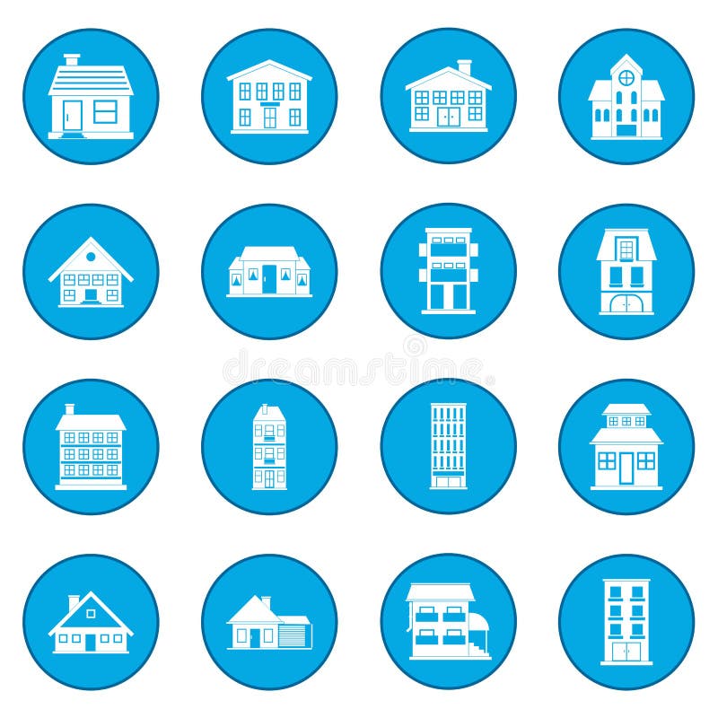 Casas azules del icono ilustración del vector. Ilustración de casero ...