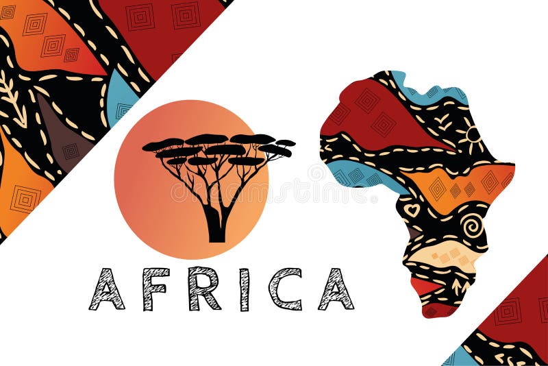 Continent Africa with Patterns , Vector Illustration. Elements for ...
