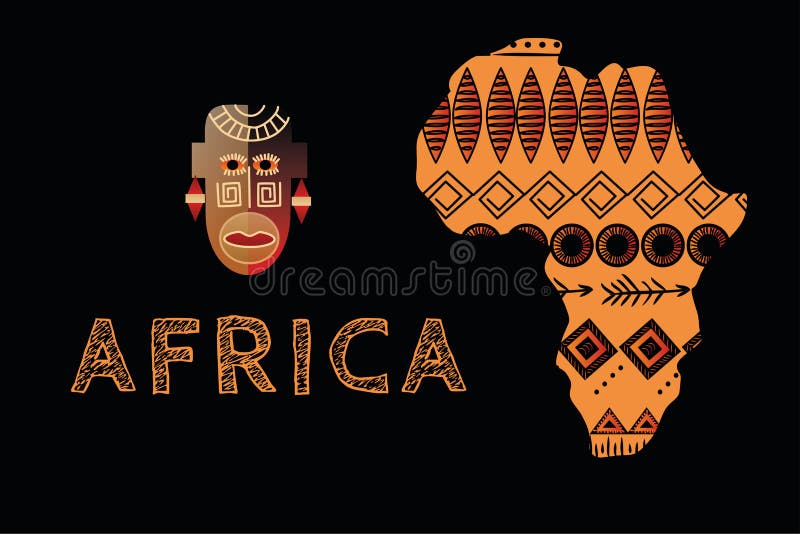 Continent Africa with Patterns , Vector Illustration. Elements for ...