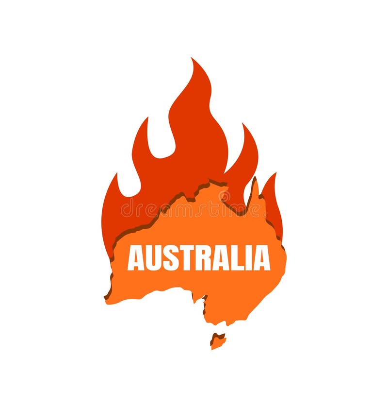 Continent Australia on Fire. Map of Australia with Fire Flame, Fire on ...
