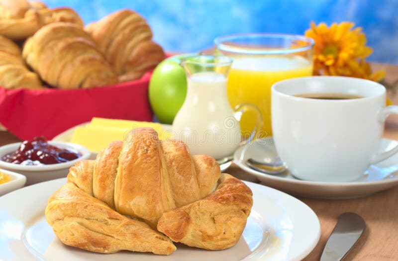 Continental Breakfast with Croissant Stock Photo - Image of croissant ...