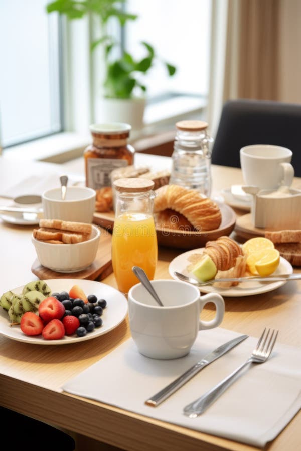 Continental Breakfast Table Stock Illustration - Illustration of eatery ...