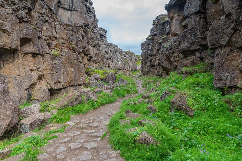 Continental Drift Visible at Thingvellir National Park in Iceland Stock ...