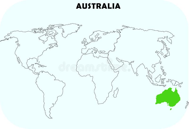 Continente De Austrália No Mapa Do Mundo Ilustração Stock - Ilustração ...