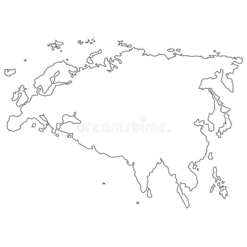 Continente De Eurasia Do Mapa Do Vetor No Plano Ilustração Stock ...