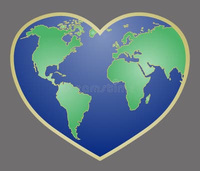 Continents of the World in the Heart. World Map Isolated in Heart Stock ...
