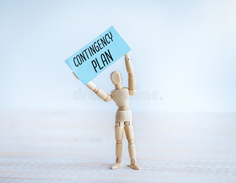 Contingency Plan Text on Paper in the Hands of a Wooden Man. Stock ...