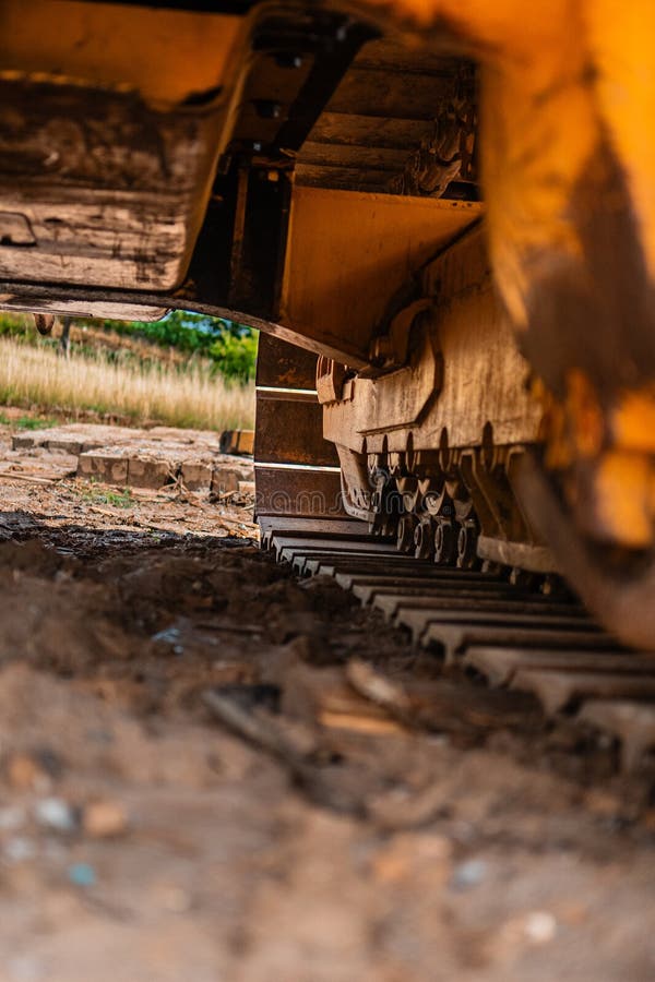 Continious Track of a Construction Vehicle on a Construction Site Stock ...