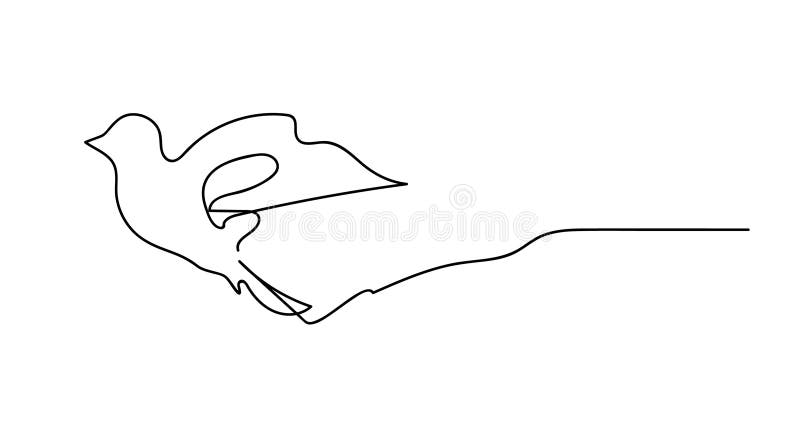 Continious Line Bird. Vector Solid Black of Flying Bird. Black Line on ...