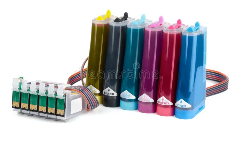 Continous Ink Supply System (CISS) Stock Image - Image of black, inkjet ...