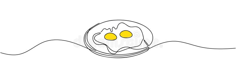 Continous Line Drawing of Egg, Single Line, Food Design, Vector ...