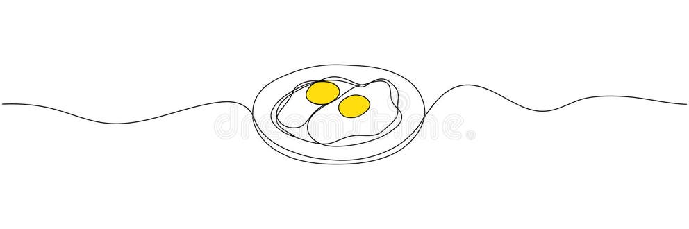 Continous Line Drawing of Egg, Single Line, Food Design, Vector ...