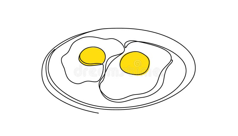 Continous Line Drawing of Egg, Single Line, Food Design, Vector ...