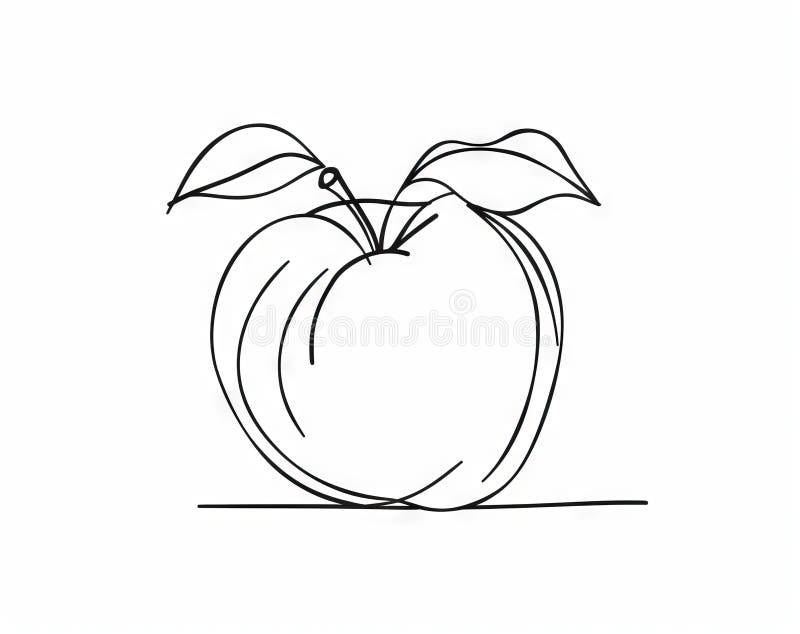 Continous One-line Drawing of Apple Fruit. Illustration Showing Half of ...