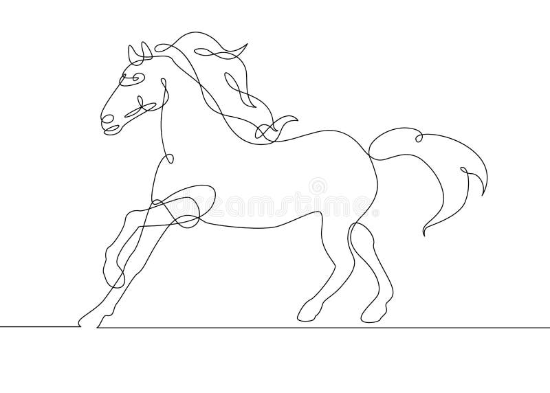Un Dessin Au Trait Continu Vecteur De Logo De Cheval Illustration de ...