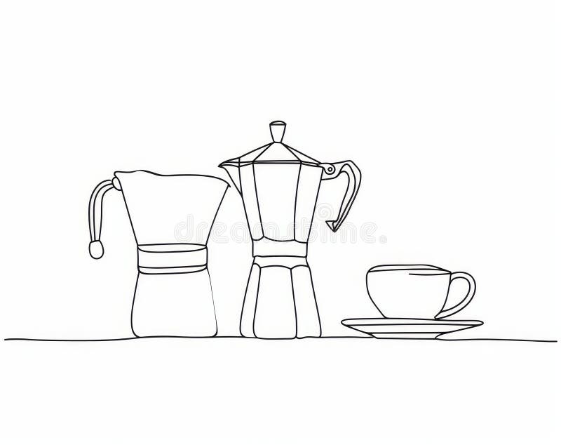 Continual Line Drawing of Coffee Maker Drip. Modern Illustration of ...