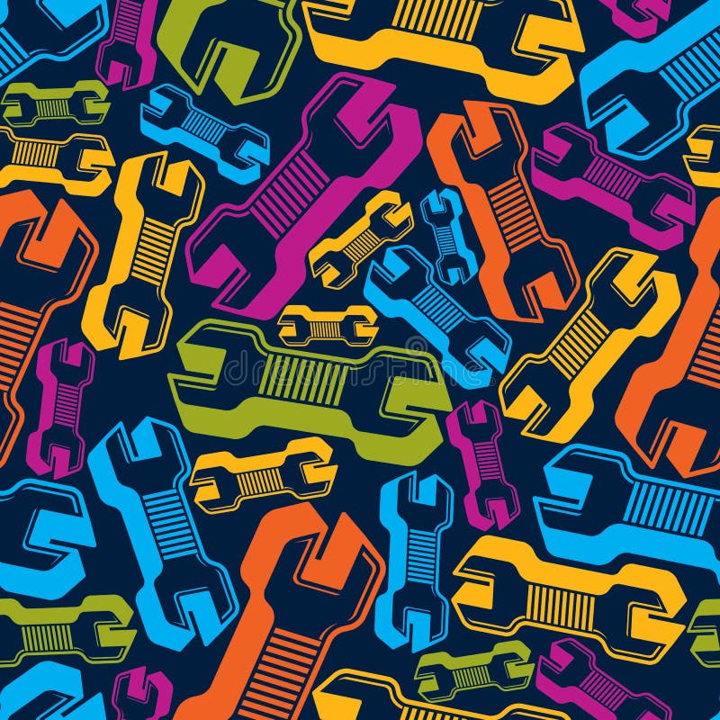 Continual Vector Background with Classic Wrenches. Work Tools Stock ...