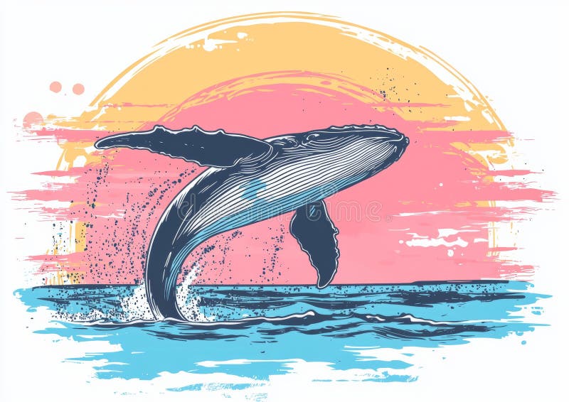 Continually Drawing the Breaching Humpback Whale Stock Photo - Image of ...