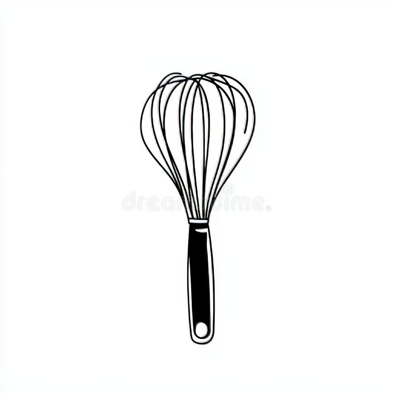 Continually Drawing Whisk in One Line. Stock Illustration Stock ...