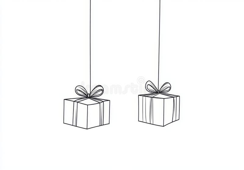Continually Drawn Gift Boxes Hang on a Wall in an Art Drawing Stock ...