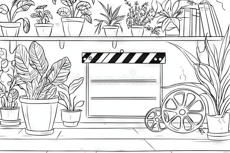 Continually Drawn Line Art Vintage Movie Board Clapper and Film Reel ... Continually Drawn Line Art Vintage Movie Board Clapper and Film Reel ...