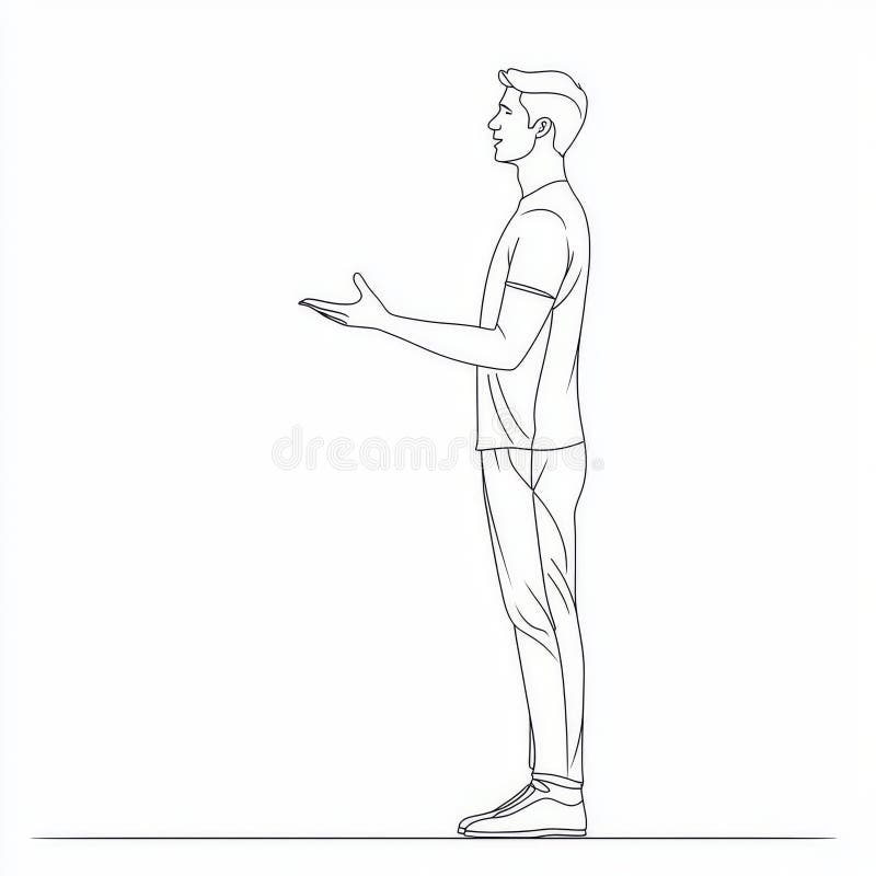 Continually Drawn Line Illustration of a Businessman Making a ... Continually Drawn Line Illustration of a Businessman Making a ...