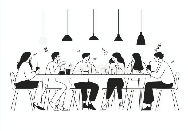 Continually Drawn Line Illustration of a Group of Businesspeople ... Continually Drawn Line Illustration of a Group of Businesspeople ...