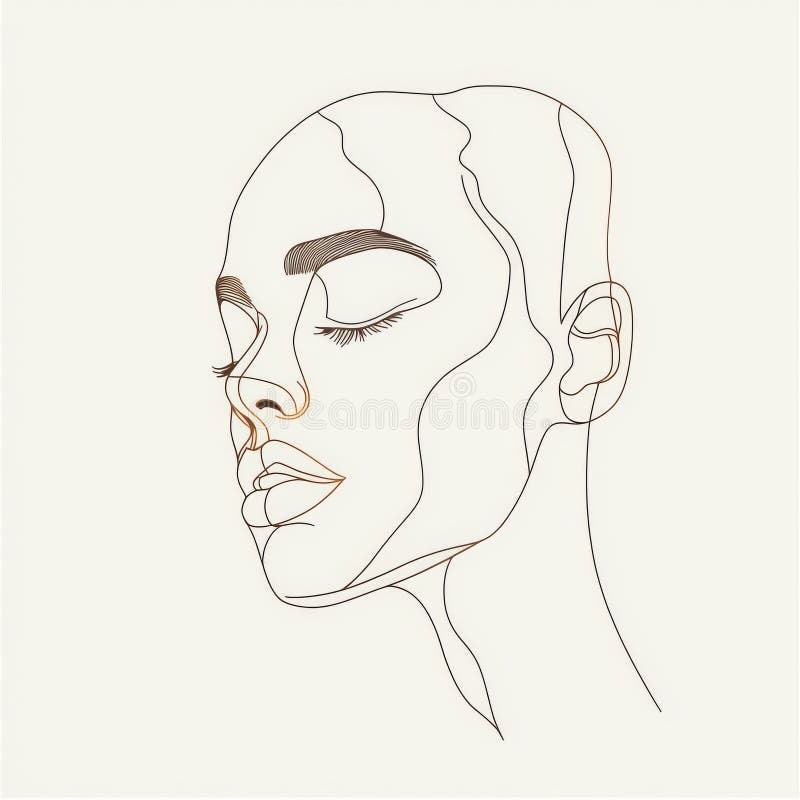 Continually Drawn One Line Portrait of Young Man in Minimalist Style ...