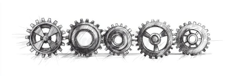 Continually Illustrating a Gear Wheel in One Continuous Line. Stock ...
