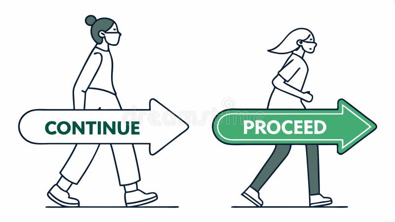 Continue and Proceed Buttons, User Interface Navigation Elements Vector ...