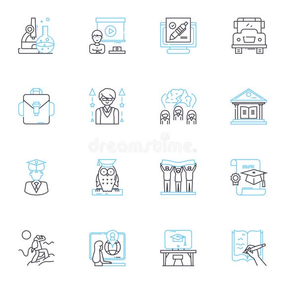 Continuing Education Linear Icons Set. Development, Progression, Advancement, Learning, Growth ...