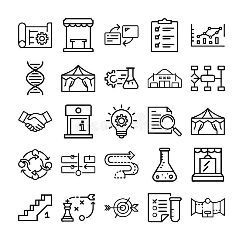 Continuing Education, Methodology and Exhibitors Icon Set Stock Vector - Illustration of bumper ...