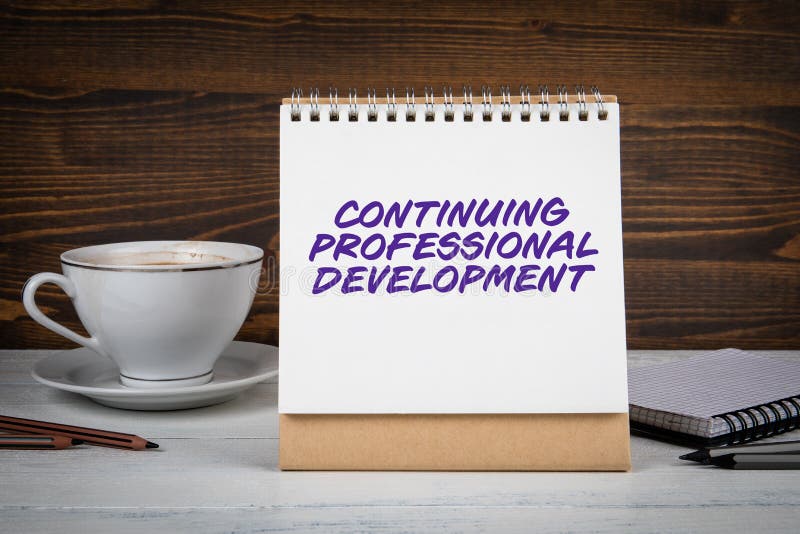 Continuing Professional Development. White Wooden Office Table Stock ...