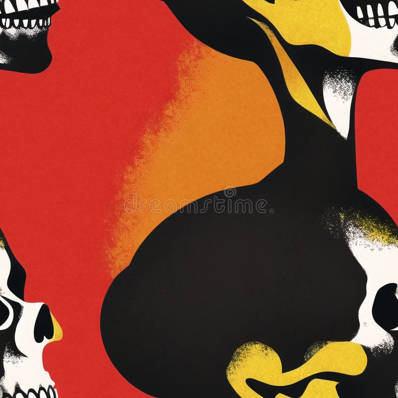 A Continuous Belt of Skulls with Florals. Wallpaper Gothic Pattern ...