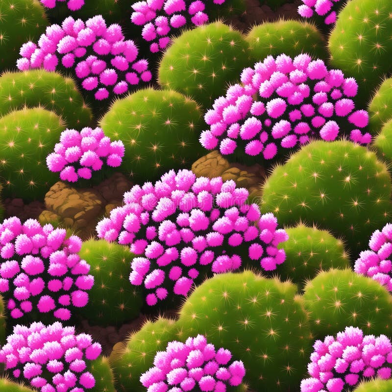 A Continuous Belt of Tropical Cactis. Wallpaper Pattern Painted in ...