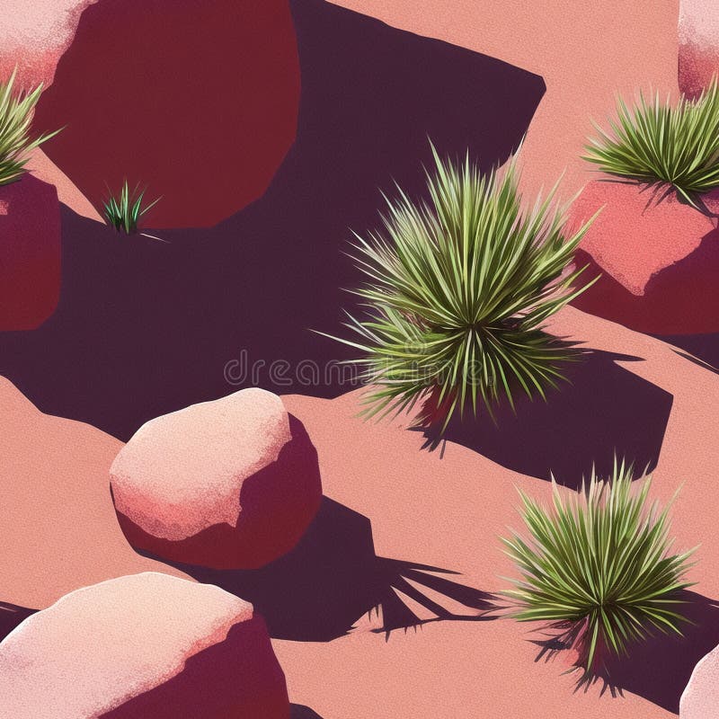 A Continuous Belt of Tropical Cactis. Wallpaper Pattern Painted in ...