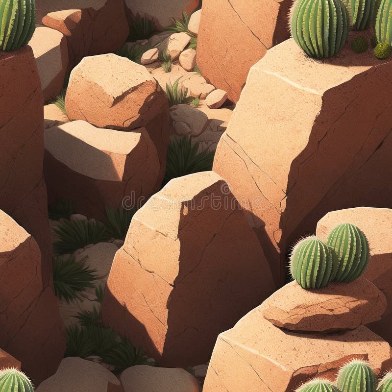 A Continuous Belt of Tropical Cactis. Wallpaper Pattern Painted in ...