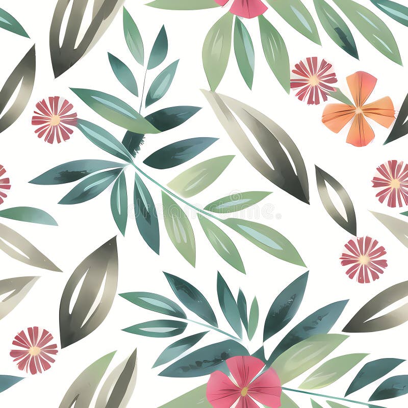 Floral Botanical Illustration Tropical Seamless Pattern Illustration ...