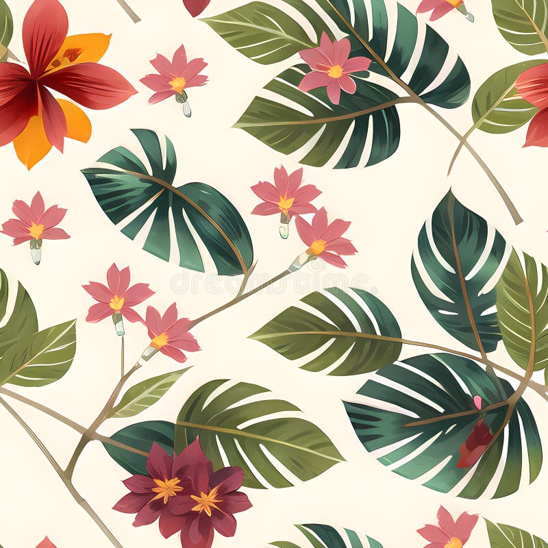Floral Botanical Illustration Tropical Seamless Pattern Illustration ...