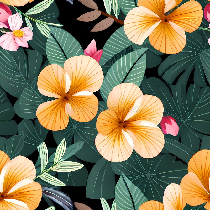 Floral Botanical Illustration Tropical Seamless Pattern Illustration ...