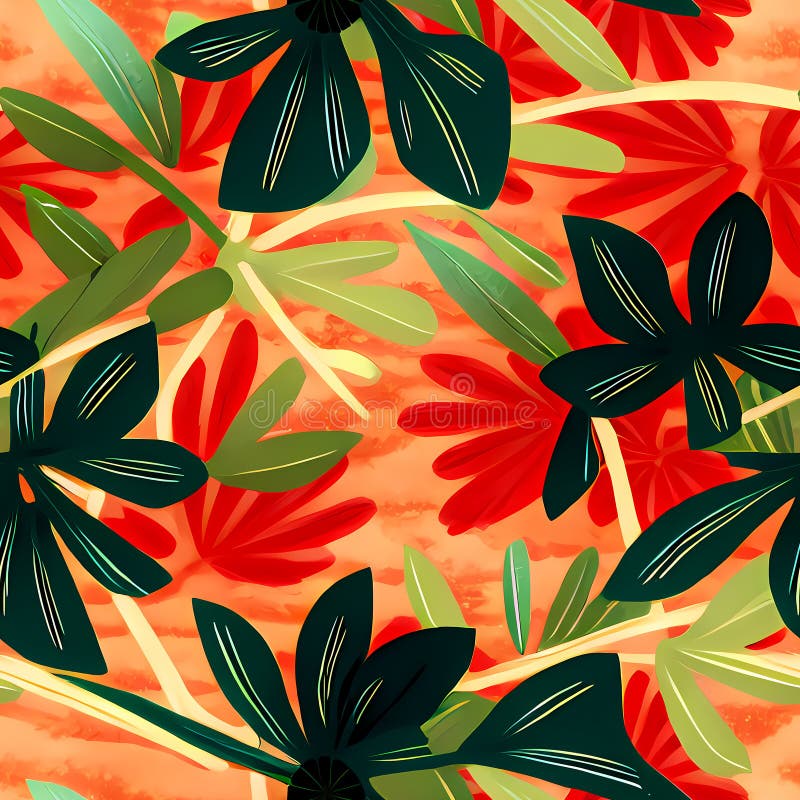 Floral Botanical Illustration Tropical Seamless Pattern Illustration ...